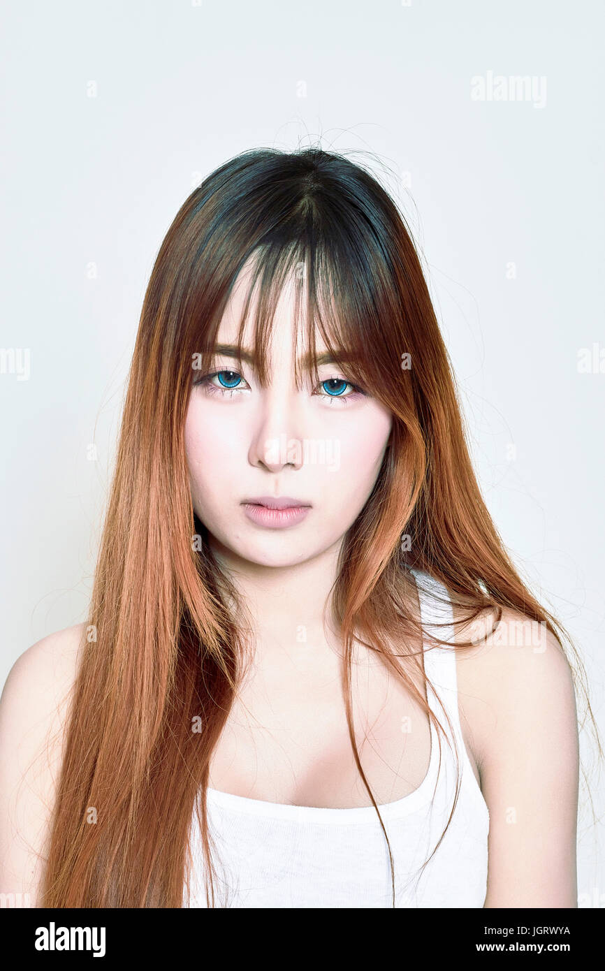 Sad face of asian woman Stock Photo - Alamy