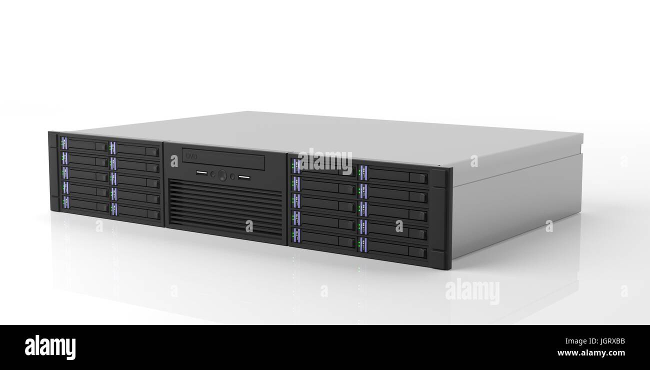 Computer server storage unit isolated on white background. 3d ...