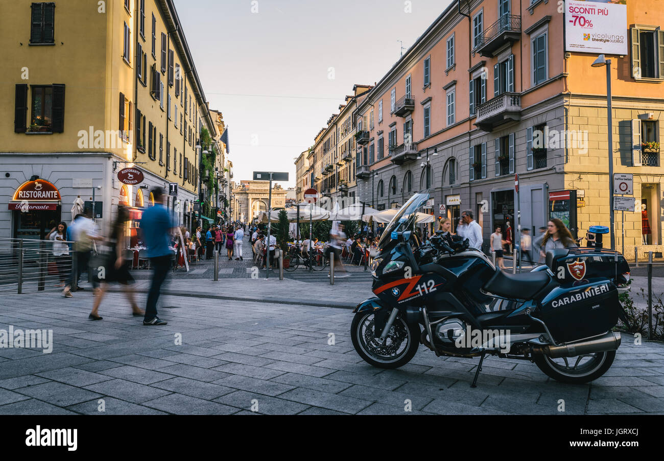 Corso Como pedestrian area in Milan, Italy, a popular place to enjoy ...