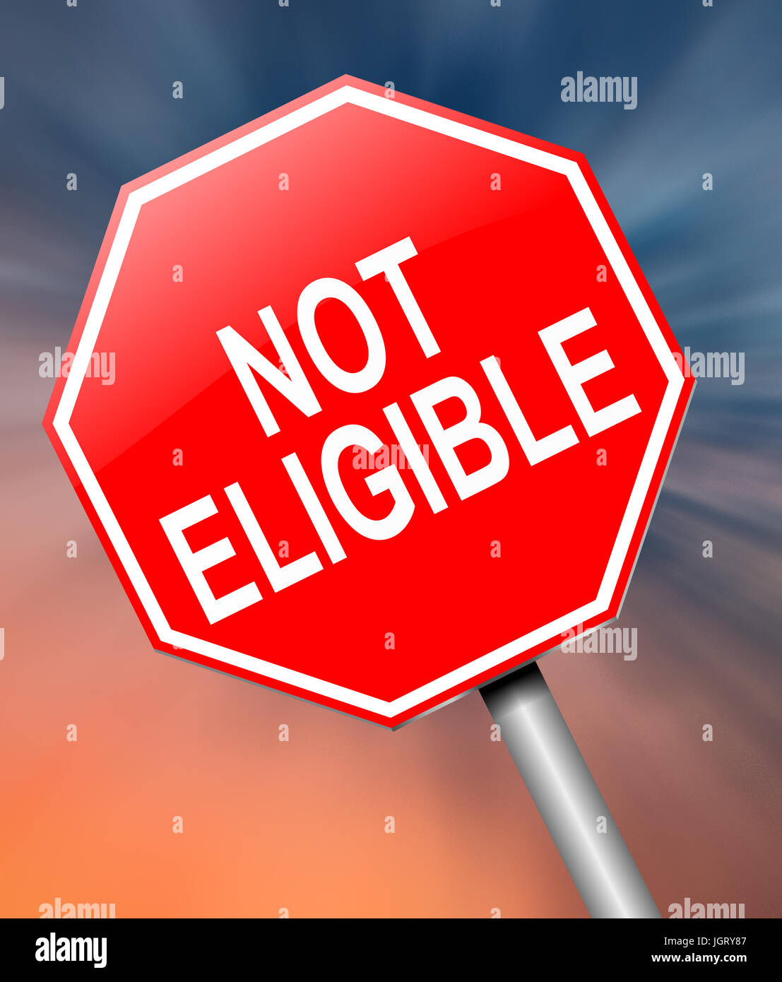Illustration depicting a sign with a "not eligible" concept Stock Photo ...