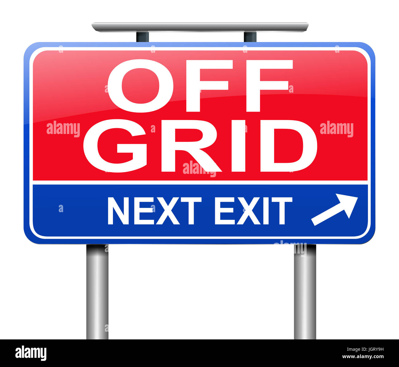 Illustration depicting a sign with an "off grid" concept Stock Photo ...