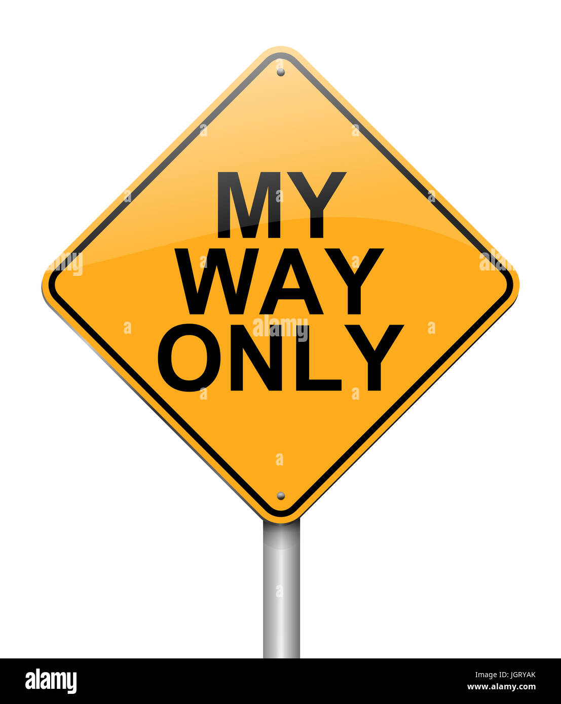Illustration depicting a sign with a "my way only" concept Stock Photo ...