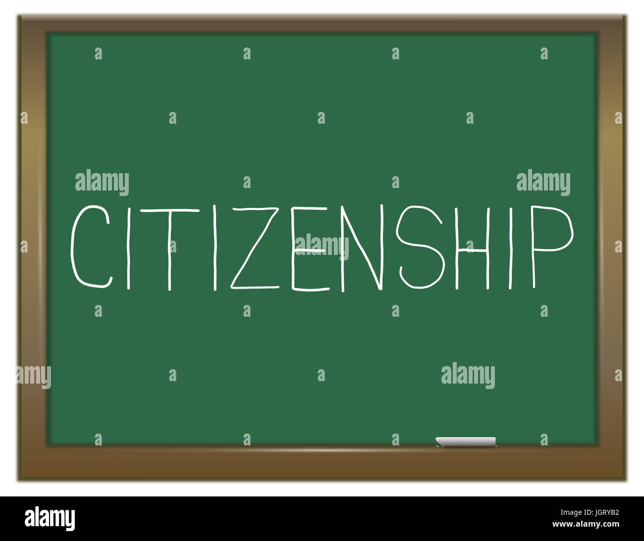 Illustration depicting a green chalkboard with a citizenship concept ...