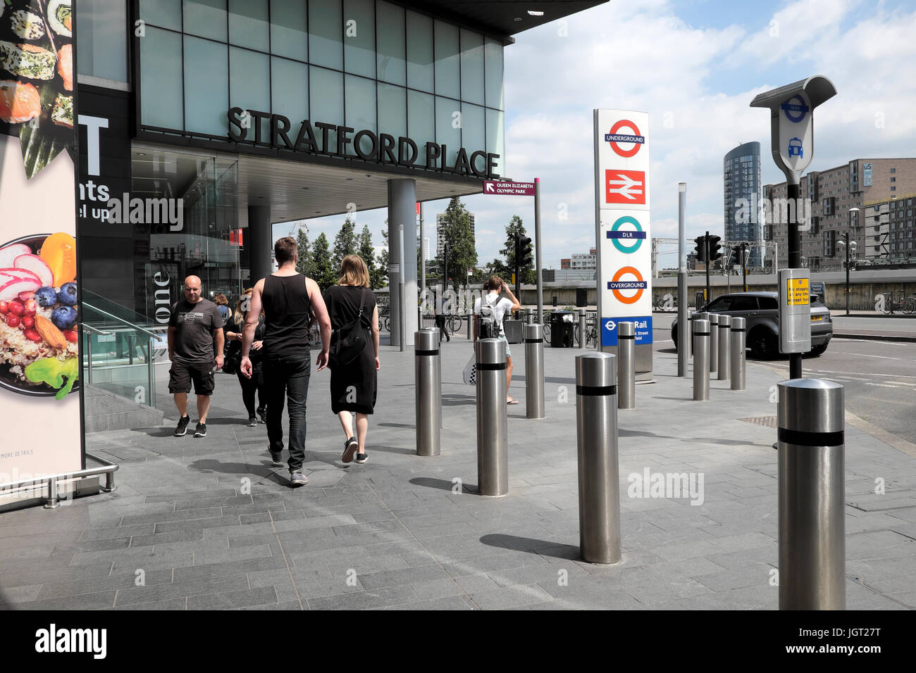 People walking outside Stratford train station at Stratford Place with ...