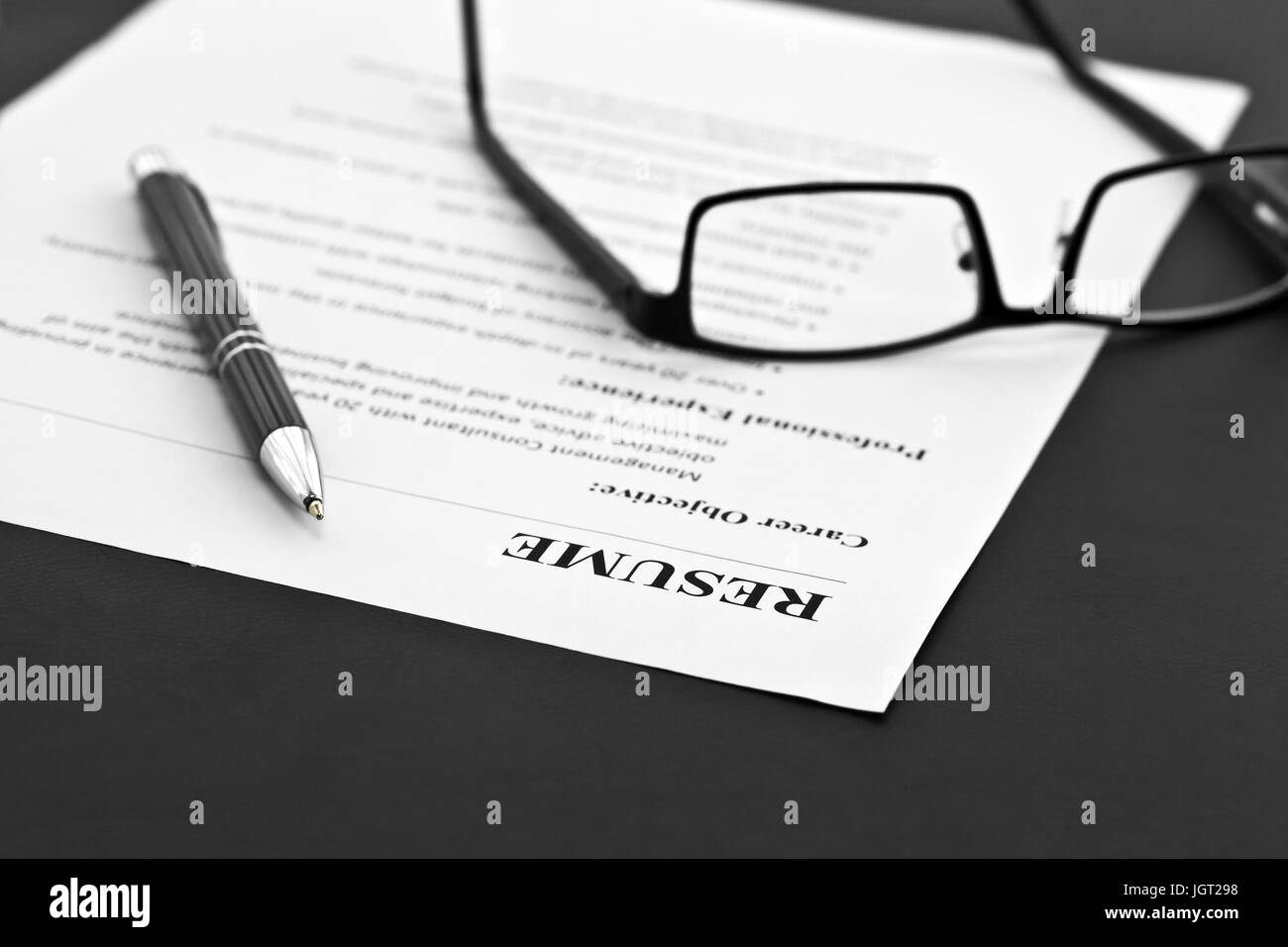 Resume on the Table Stock Photo - Alamy