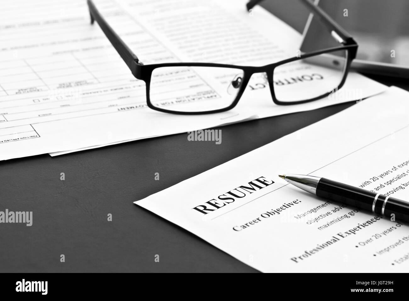 Resume on the Table Stock Photo - Alamy