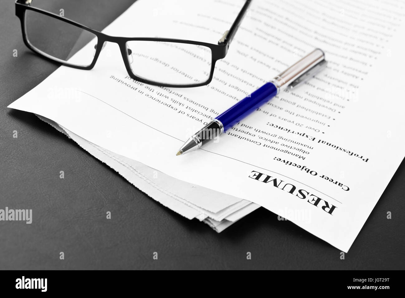 Resume on the Table Stock Photo - Alamy