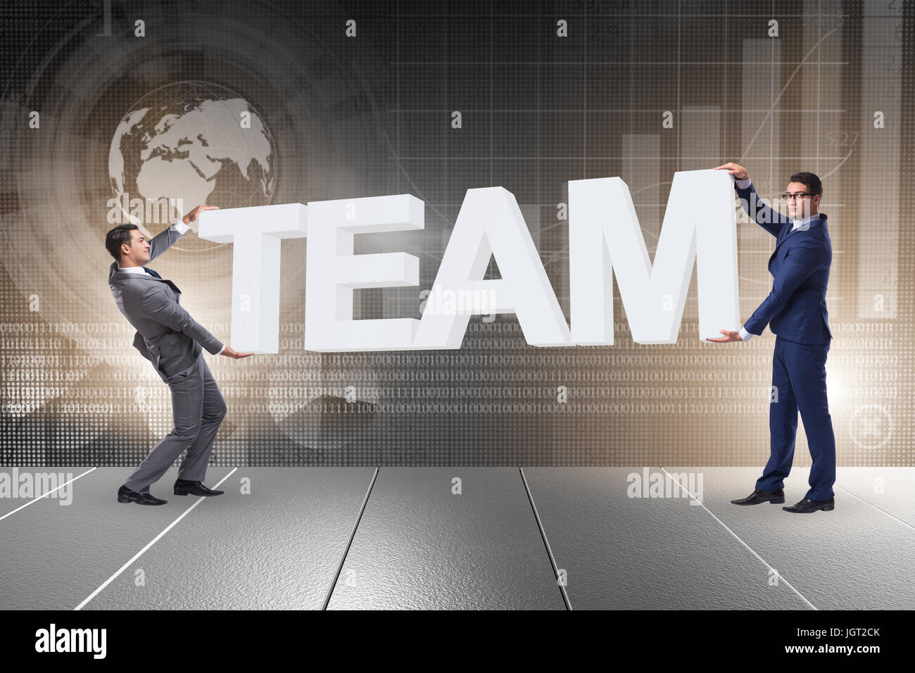 Businessmen holding word team in teamwork concept Stock Photo - Alamy