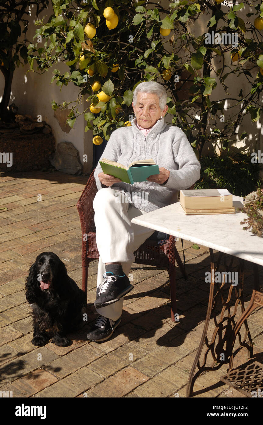 old woman reading Stock Photo - Alamy