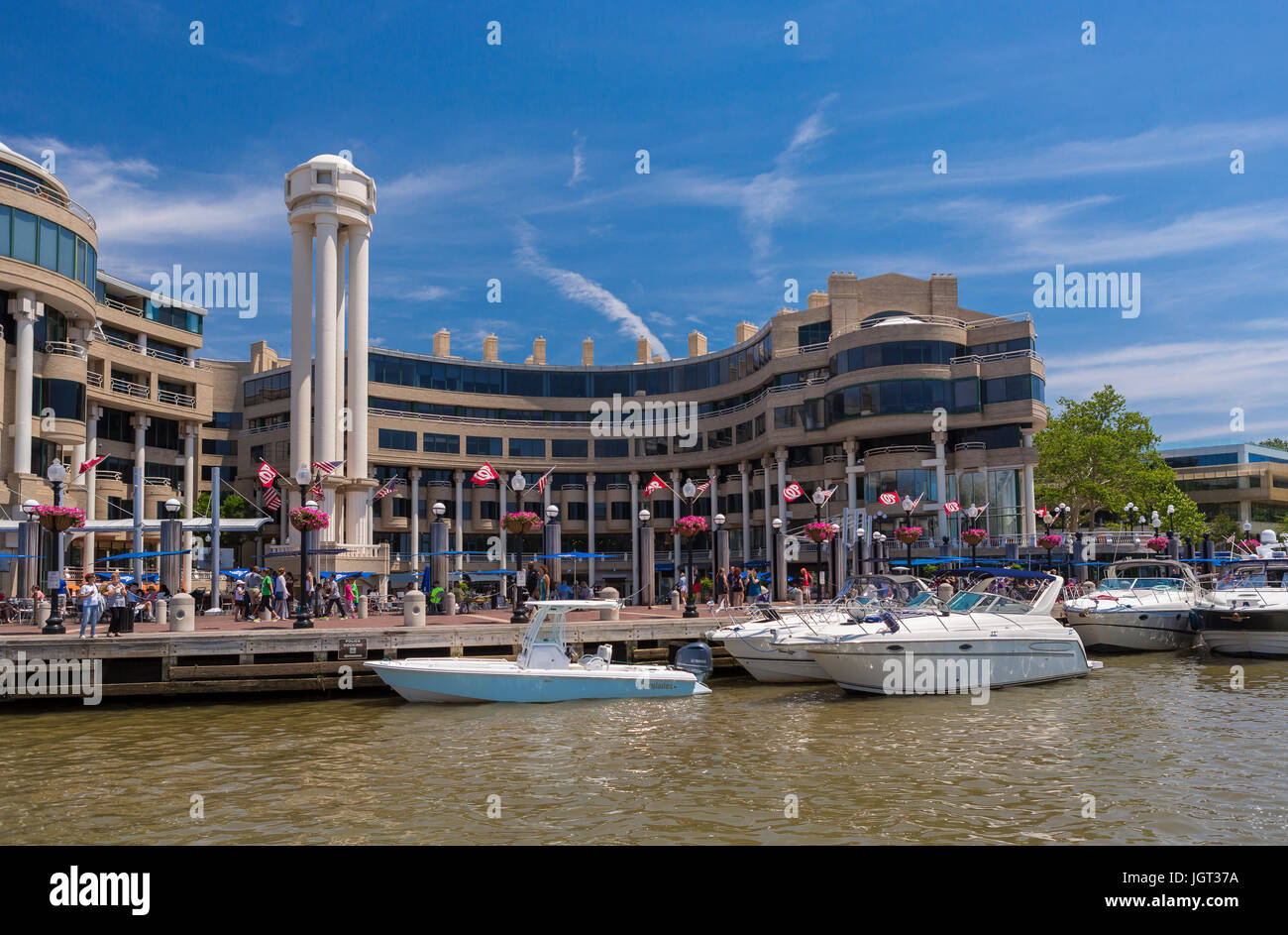 WASHINGTON, DC, USA - Boats docked at The Washington Harbour, a ...