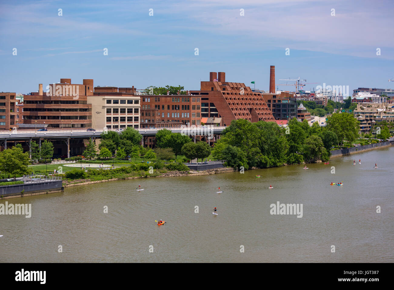 WASHINGTON, DC, USA - Elevated Whitehurst Freeway, and Georgetown ...