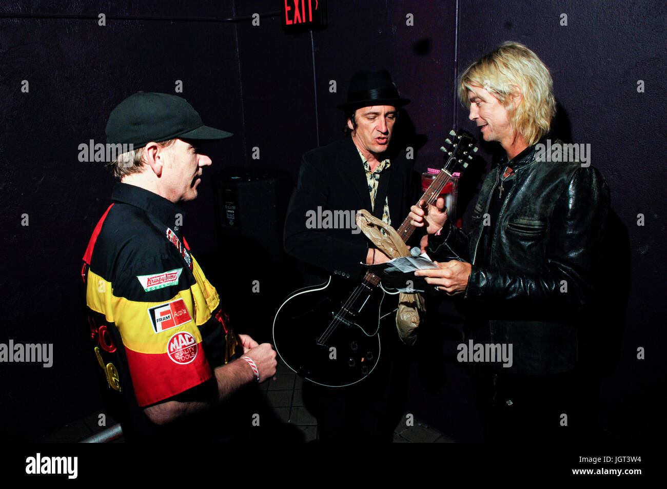 Duff McKagan (r) Izzy Stradlin (c) backstage rehearshing 20 year ...