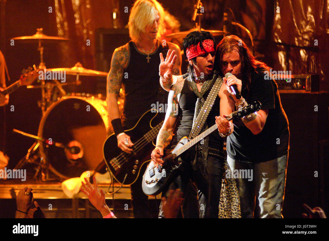 Duff McKagan,Michael Thomas,Colby Veil onstage 20 year anniversary Guns ...