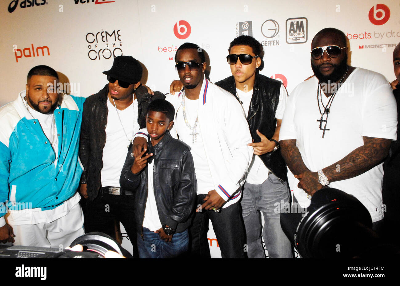 (L-R) DJ Khaled,Plies,Christian Combs,Diddy,Quincy Brown Rick Ross ...