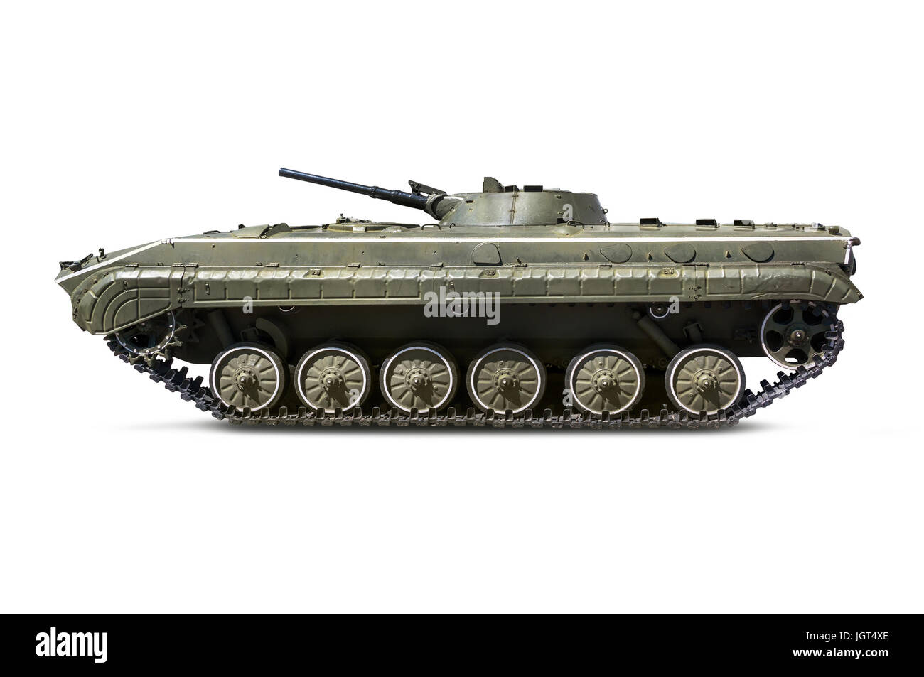 Russian infantry light tank BMP-2 with clipping path on a white ...