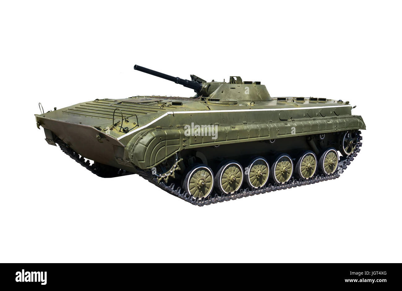 Russian infantry light tank BMP-2 with clipping path on a white ...