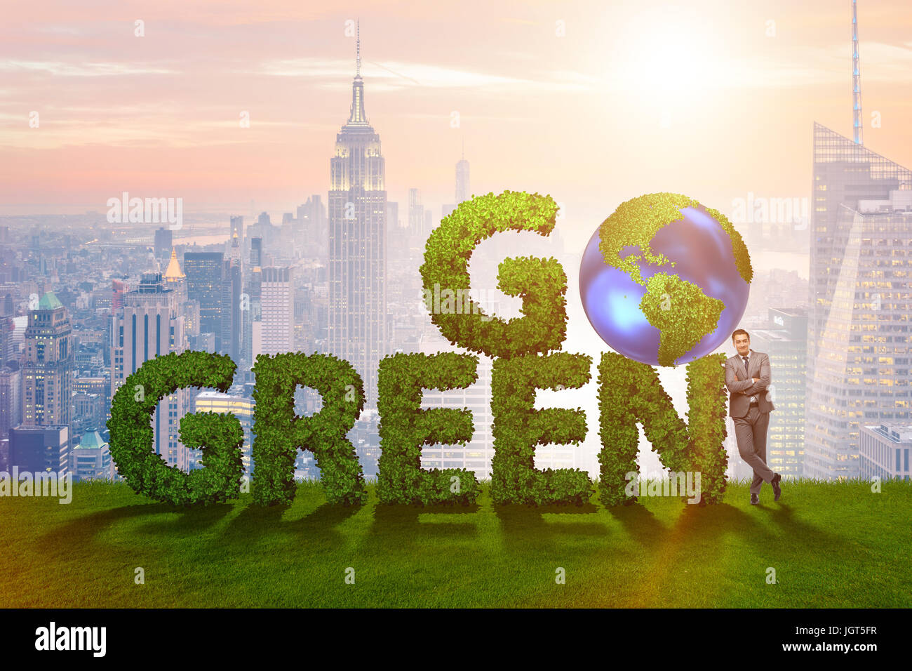 Go Green environmental concept with letters Stock Photo - Alamy