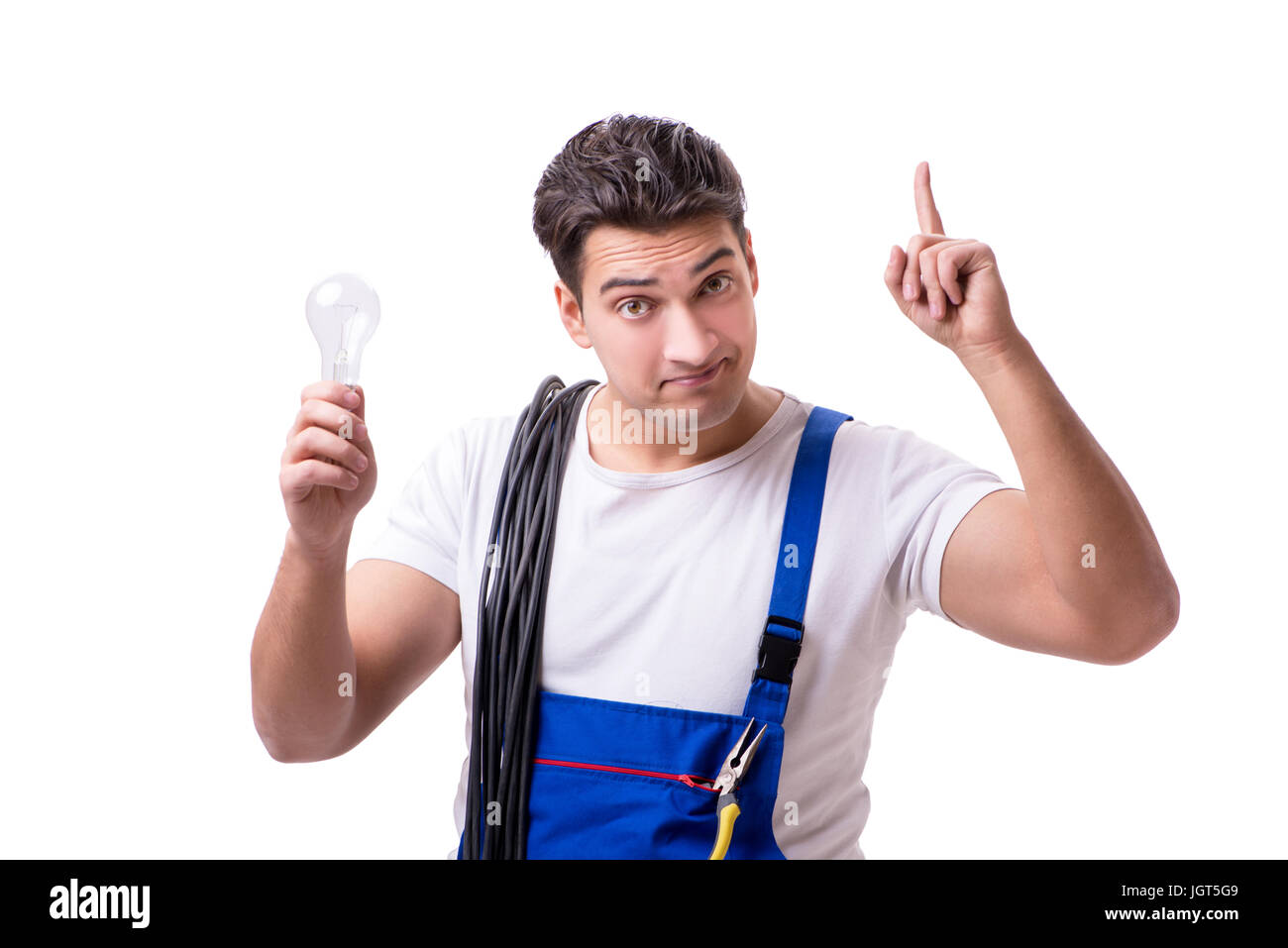 Man doing electrical repairs Stock Photo - Alamy