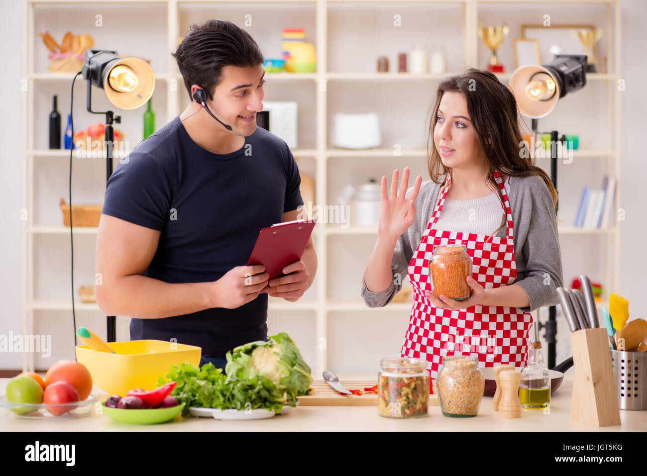 Food cooking tv show in the studio Stock Photo - Alamy