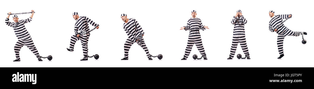 Convict criminal in striped uniform Stock Photo - Alamy