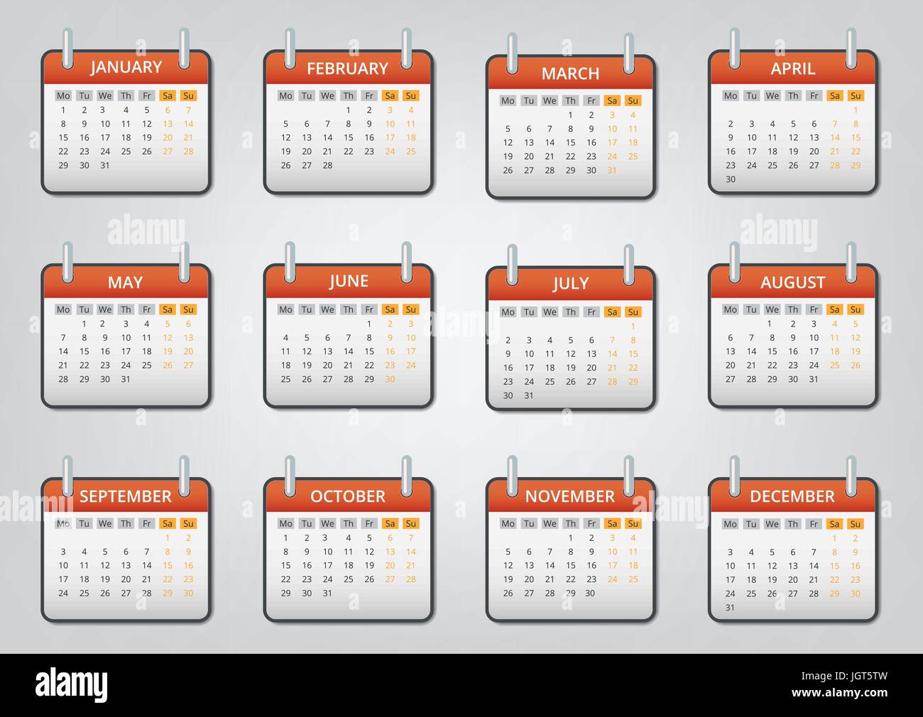 Loose leaf calendar 2018 icons set, cartoon style Stock Vector Image ...