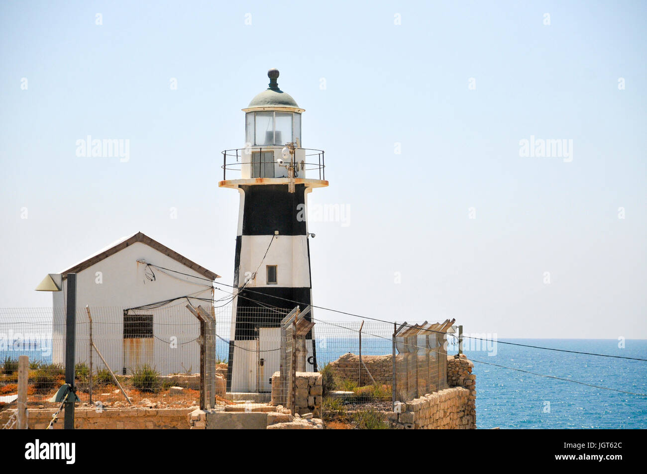 Israel, western Galilee, Acre, The lighthouse at the entrance to the ...