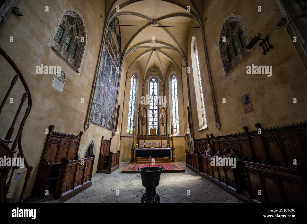 Chancel and altar of gothic style Lutheran Cathedral of Saint Mary in ...
