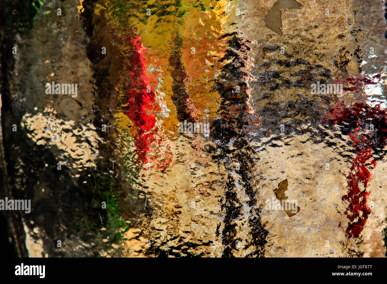 defocused outdoors Abstract photographed through wet glass Stock Photo ...