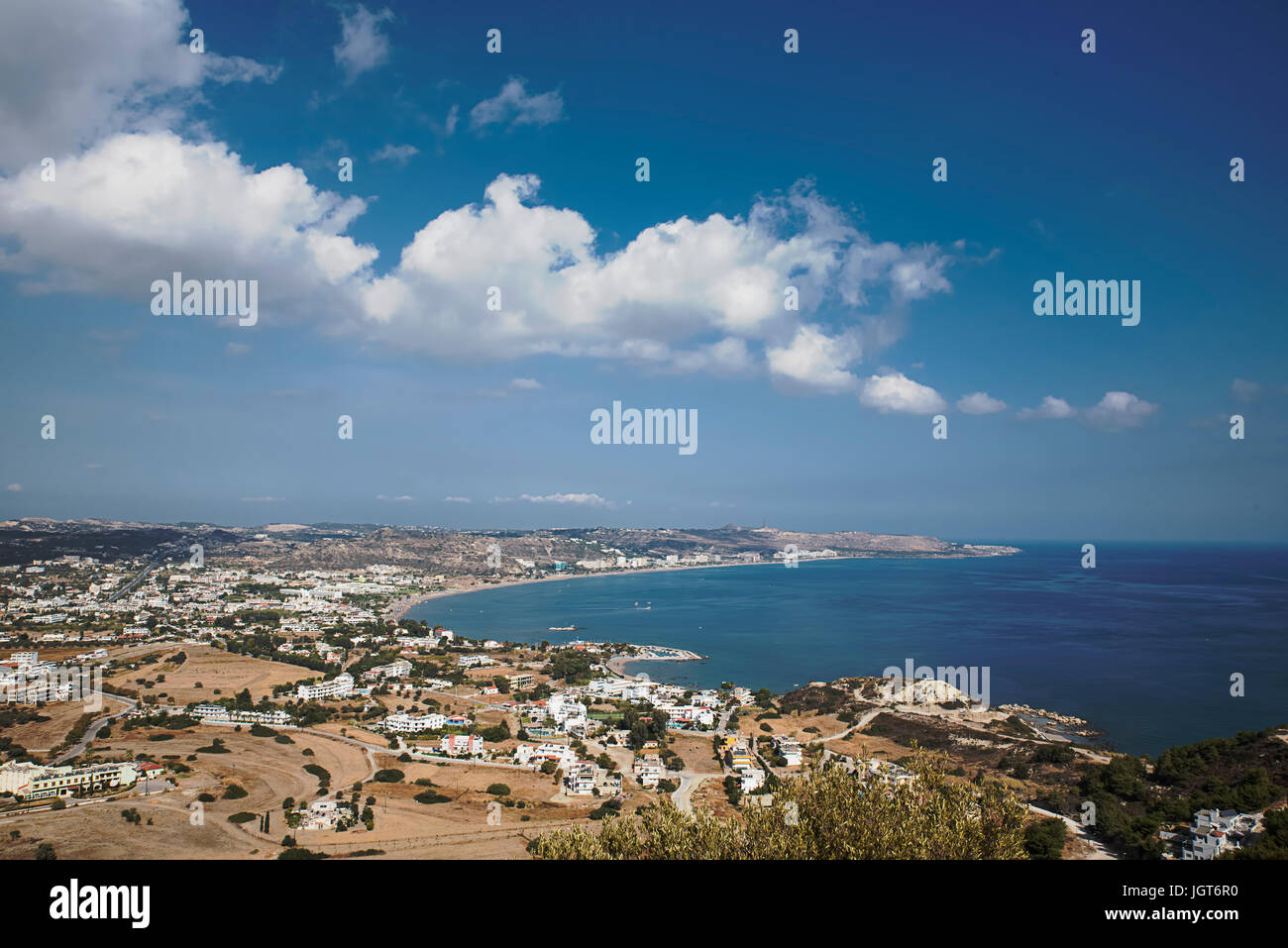 Faliraki town on the island of Rhodes, panorama Stock Photo - Alamy