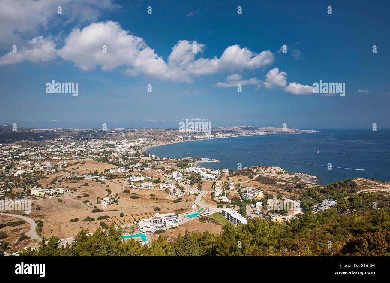 Faliraki town on the island of Rhodes, panorama Stock Photo - Alamy