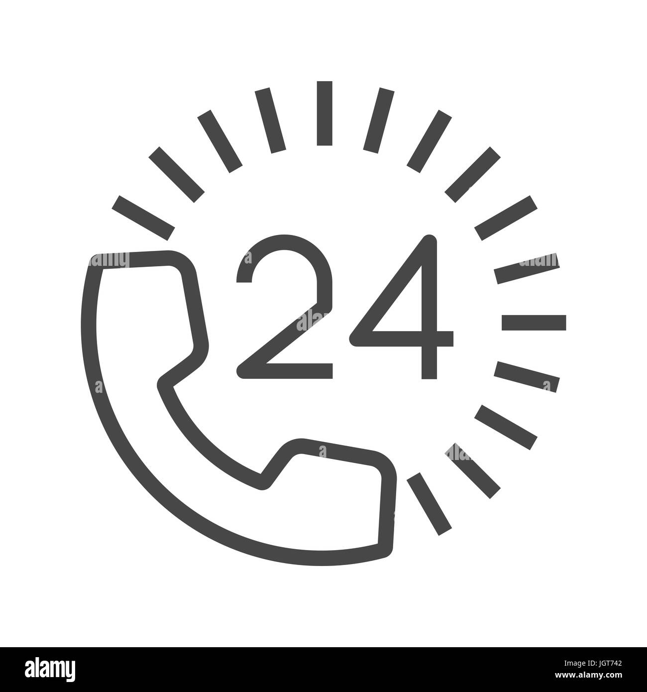 Round the Clock Support Thin Line Vector Icon. Flat icon isolated on ...