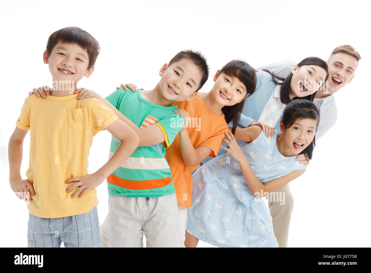 Cheerful students and teachers Stock Photo - Alamy