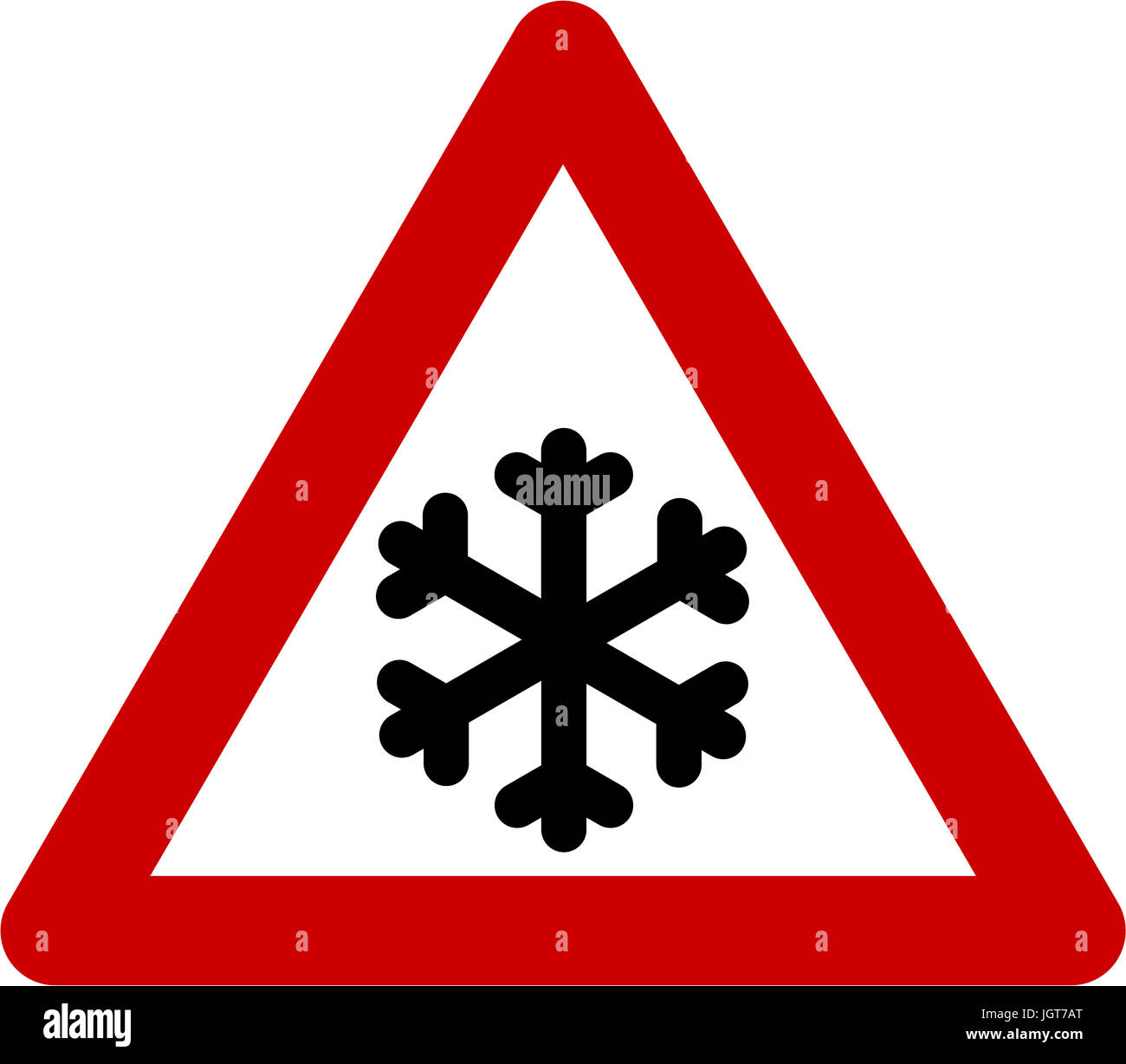 Warning sign with ice symbol Stock Photo - Alamy