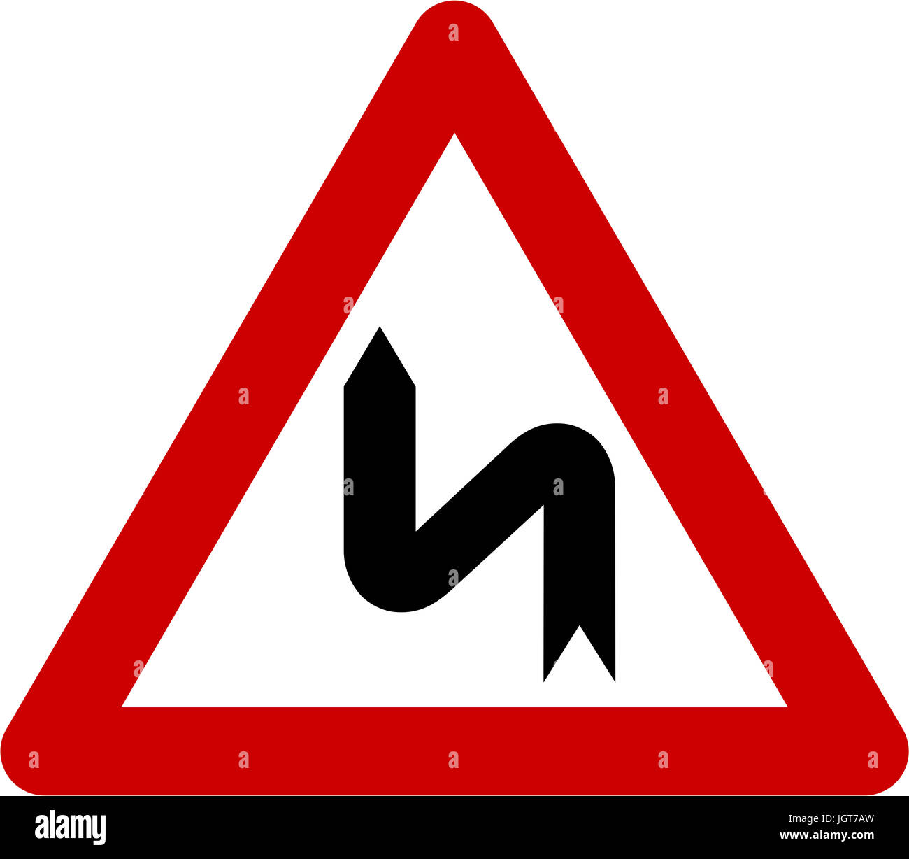 Warning sign with dangerous curves on left symbol Stock Photo - Alamy
