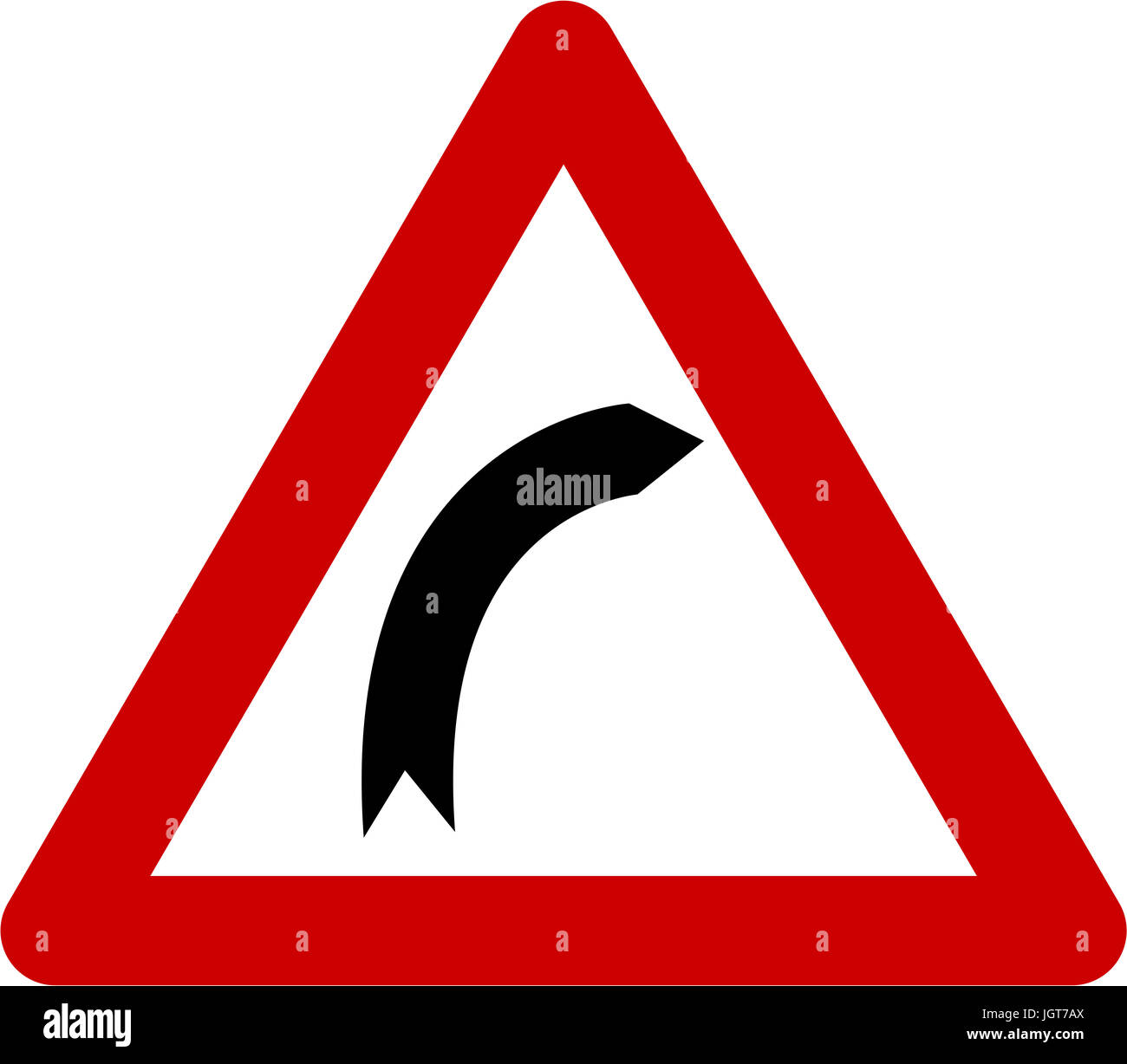 Warning sign with right bend symbol Stock Photo - Alamy