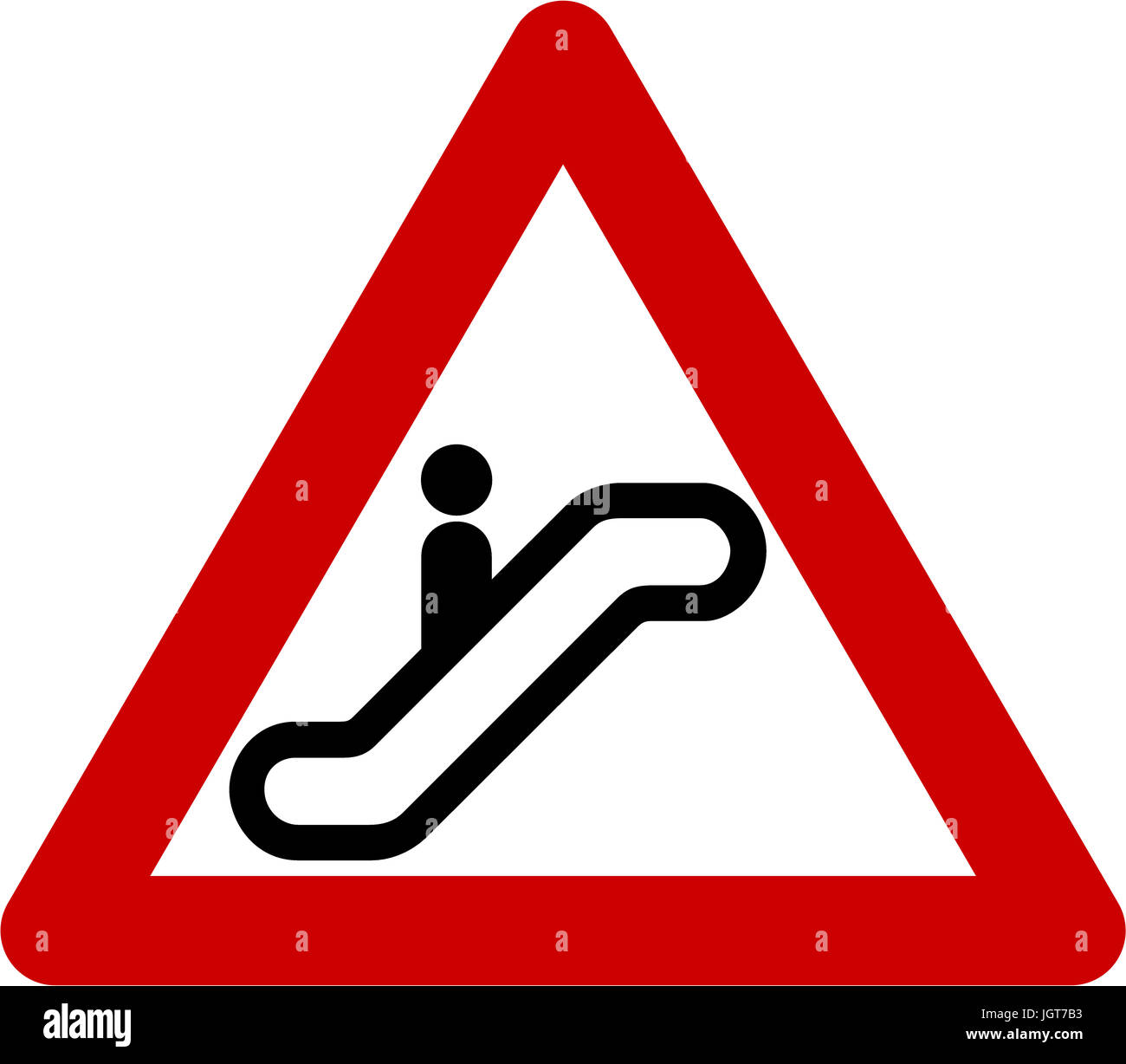 Warning sign with escalator symbol Stock Photo - Alamy