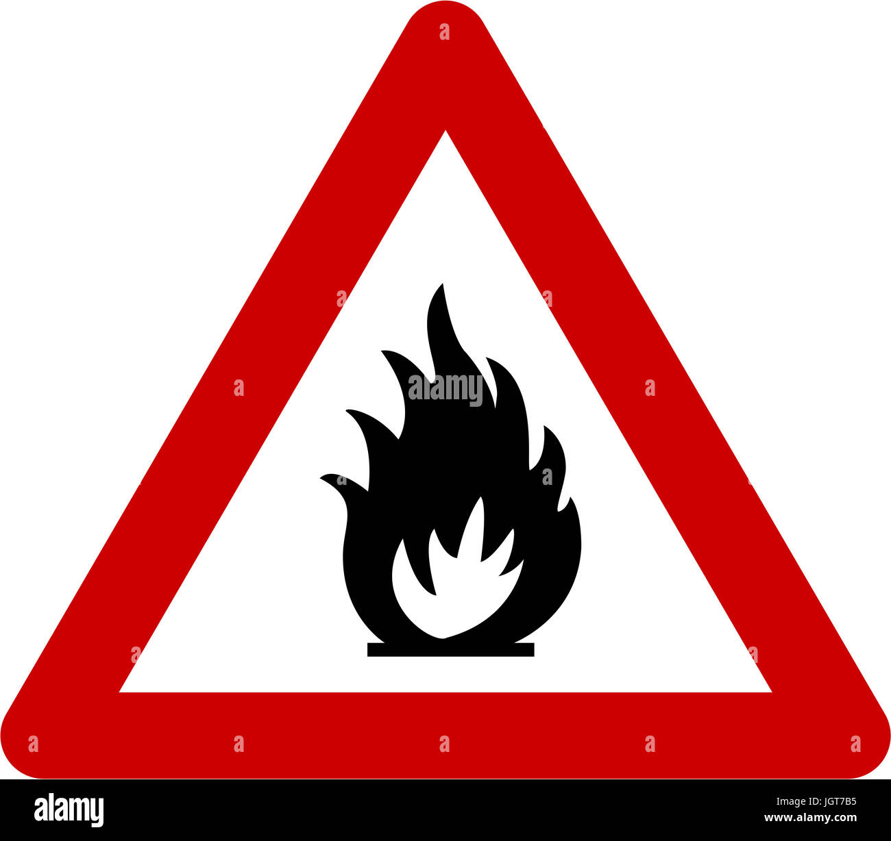 Warning sign with fire symbol Stock Photo - Alamy