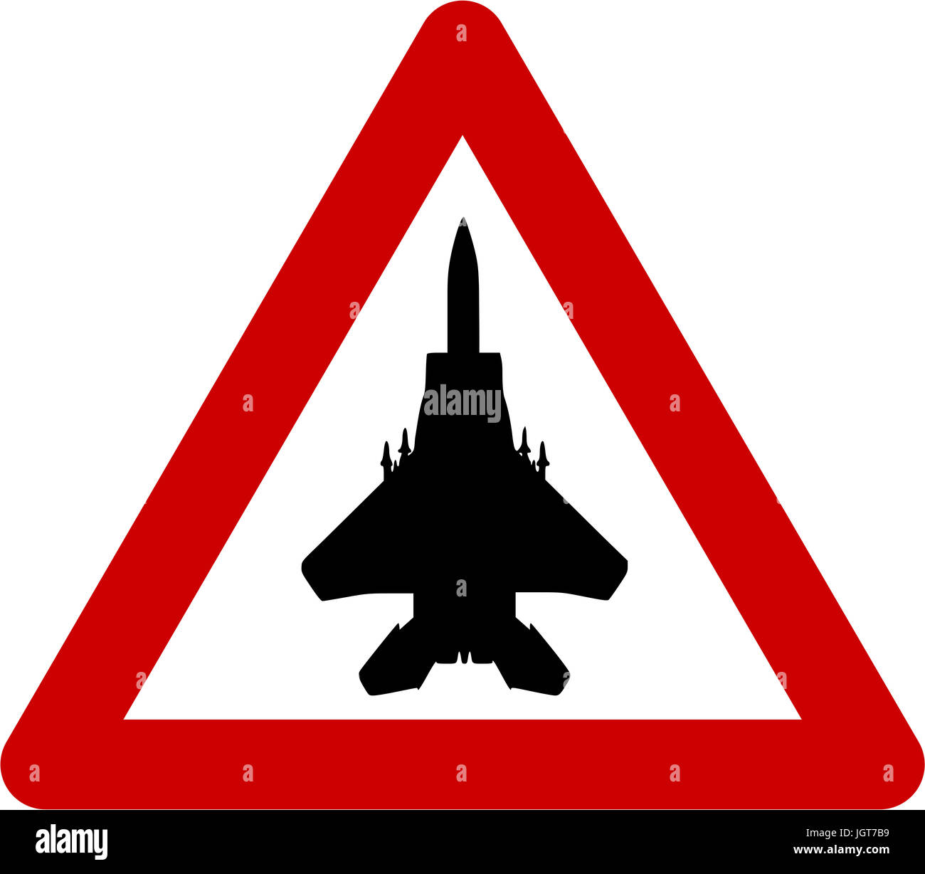 Warning sign with jet symbol Stock Photo - Alamy