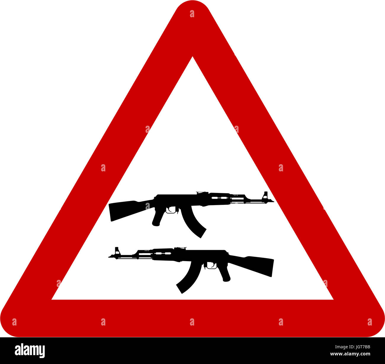 Warning sign with rifles symbol Stock Photo - Alamy