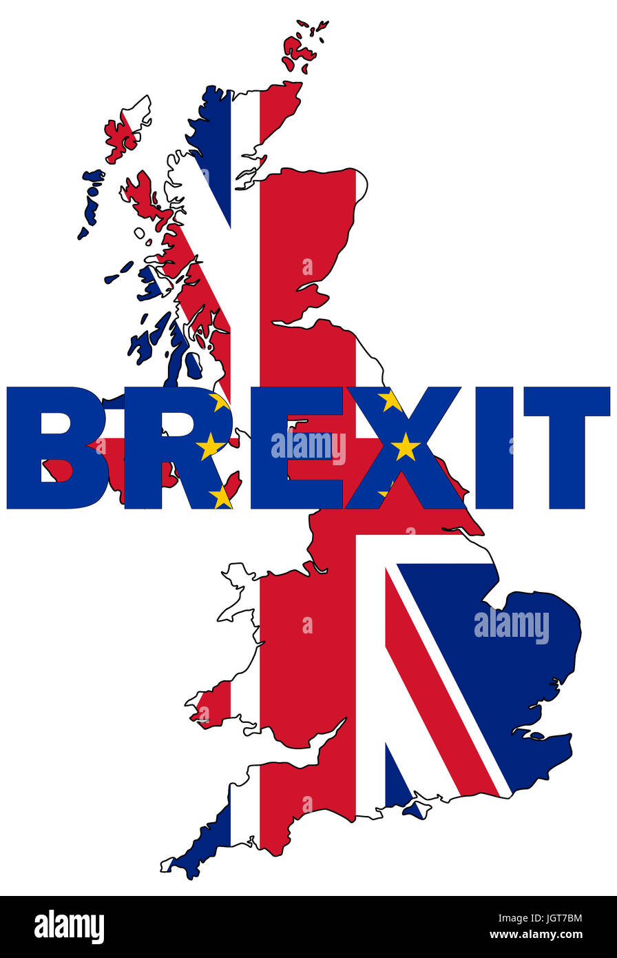 Brexit text with UK map written with UK and EU flag Stock Photo - Alamy