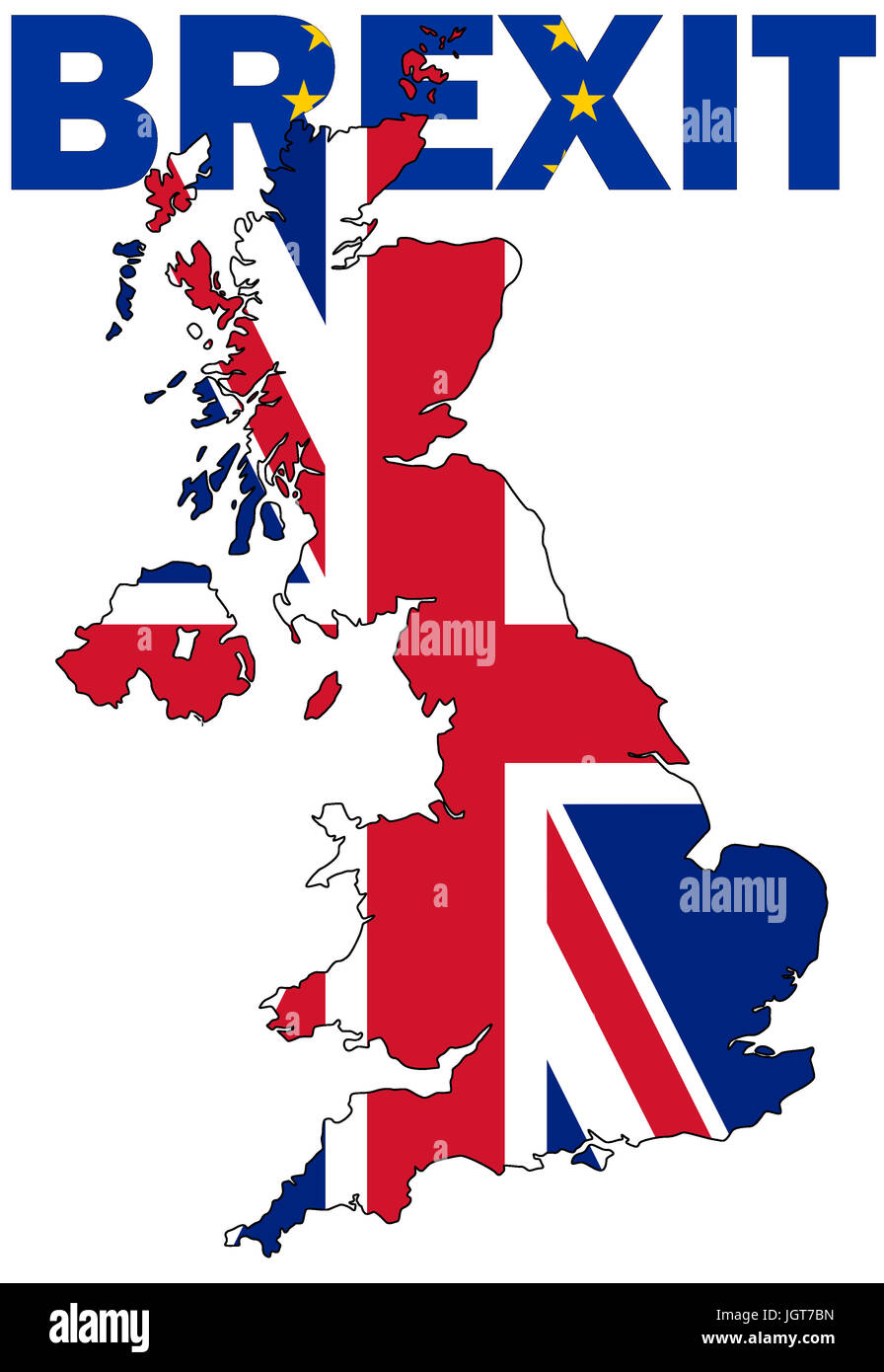 Brexit text with UK map written with UK and EU flag Stock Photo - Alamy
