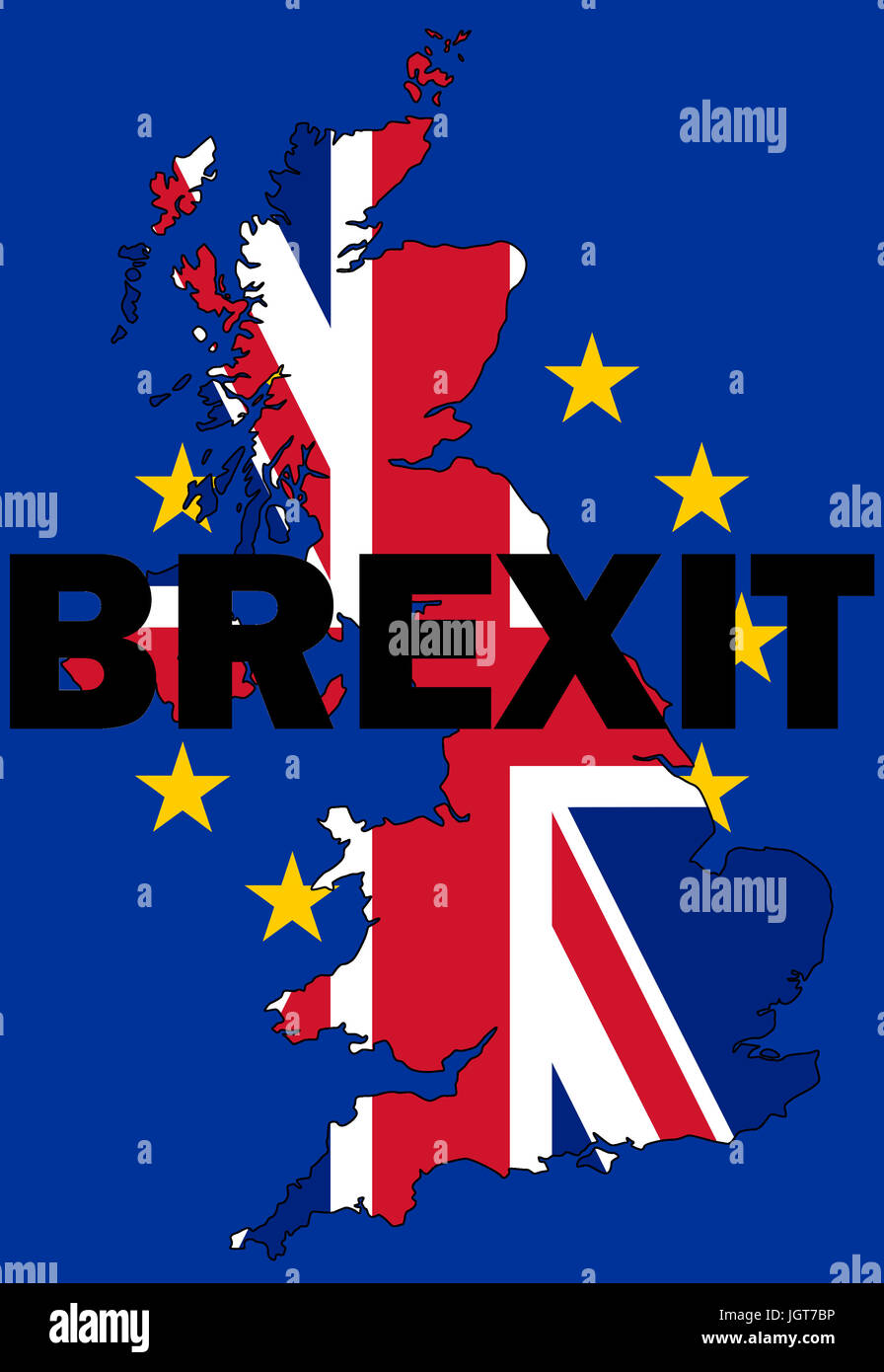 Brexit text with UK map written with UK and EU flag Stock Photo - Alamy