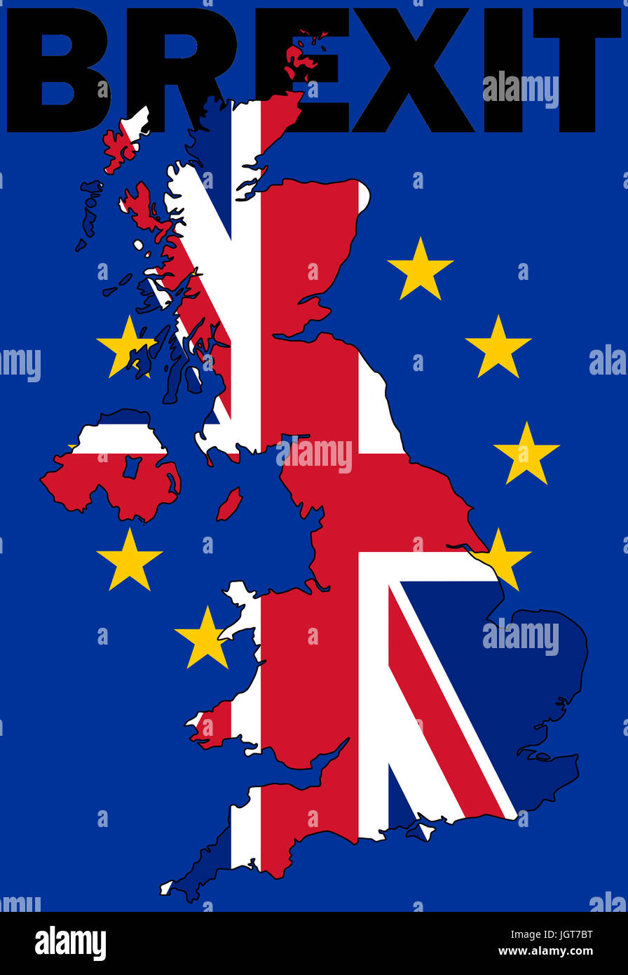 Brexit text with UK map written with UK and EU flag Stock Photo - Alamy