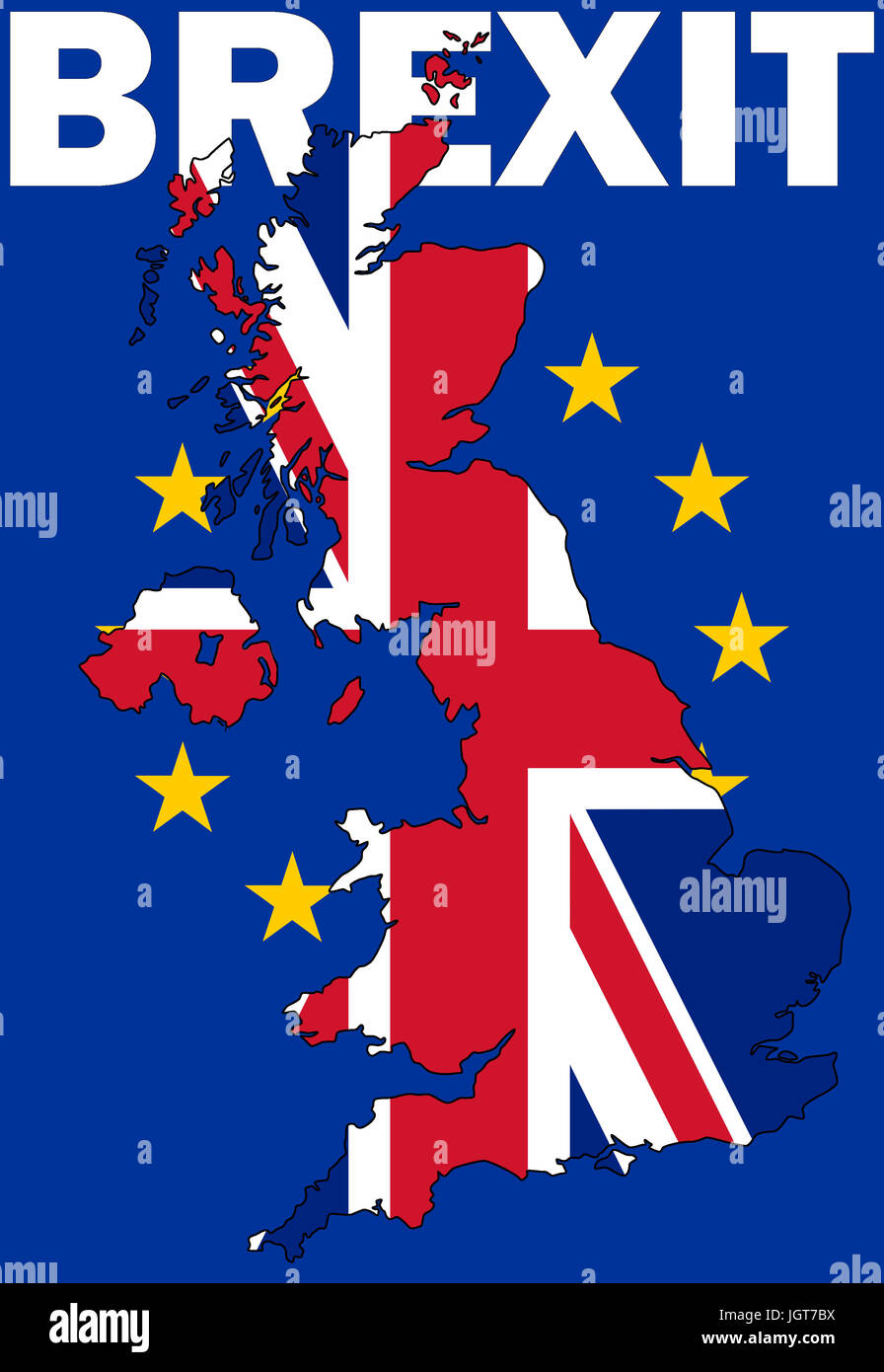 Brexit text with UK map written with UK and EU flag Stock Photo - Alamy