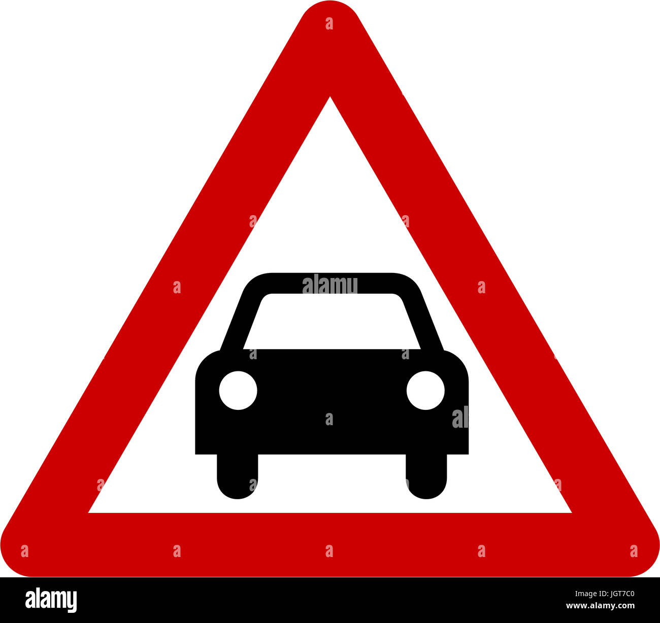 Warning sign with car symbol Stock Photo - Alamy