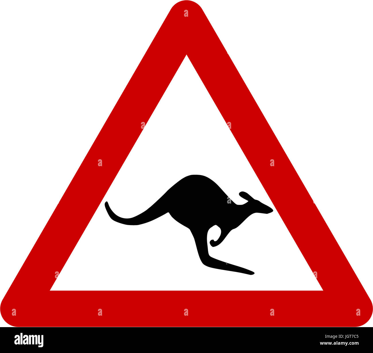 Warning sign with kangaroos on road symbol Stock Photo - Alamy