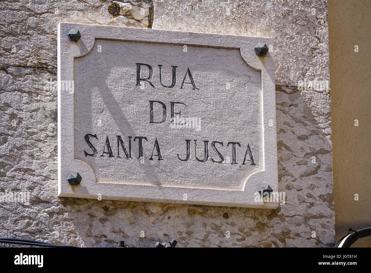 Street sign Santa Justa Street Stock Photo - Alamy