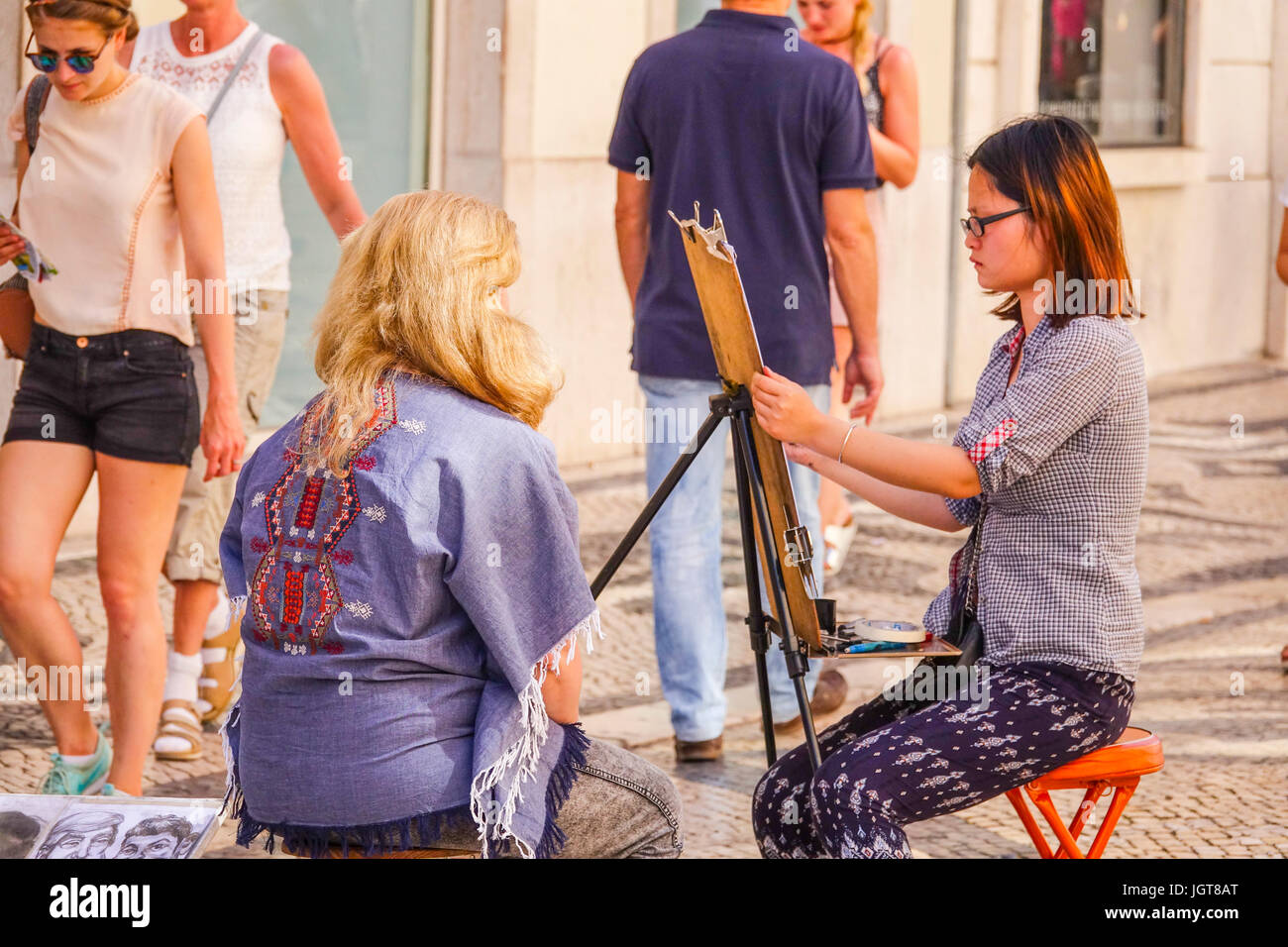 Street artist - street painter in Lisbon Stock Photo - Alamy