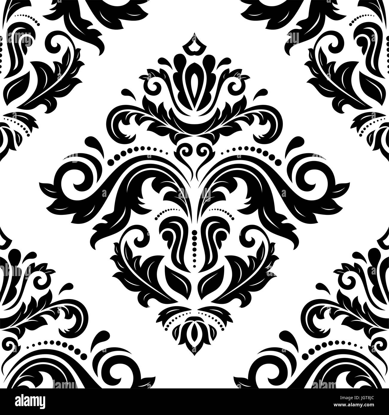 Ornament damask vector Black and White Stock Photos & Images - Alamy