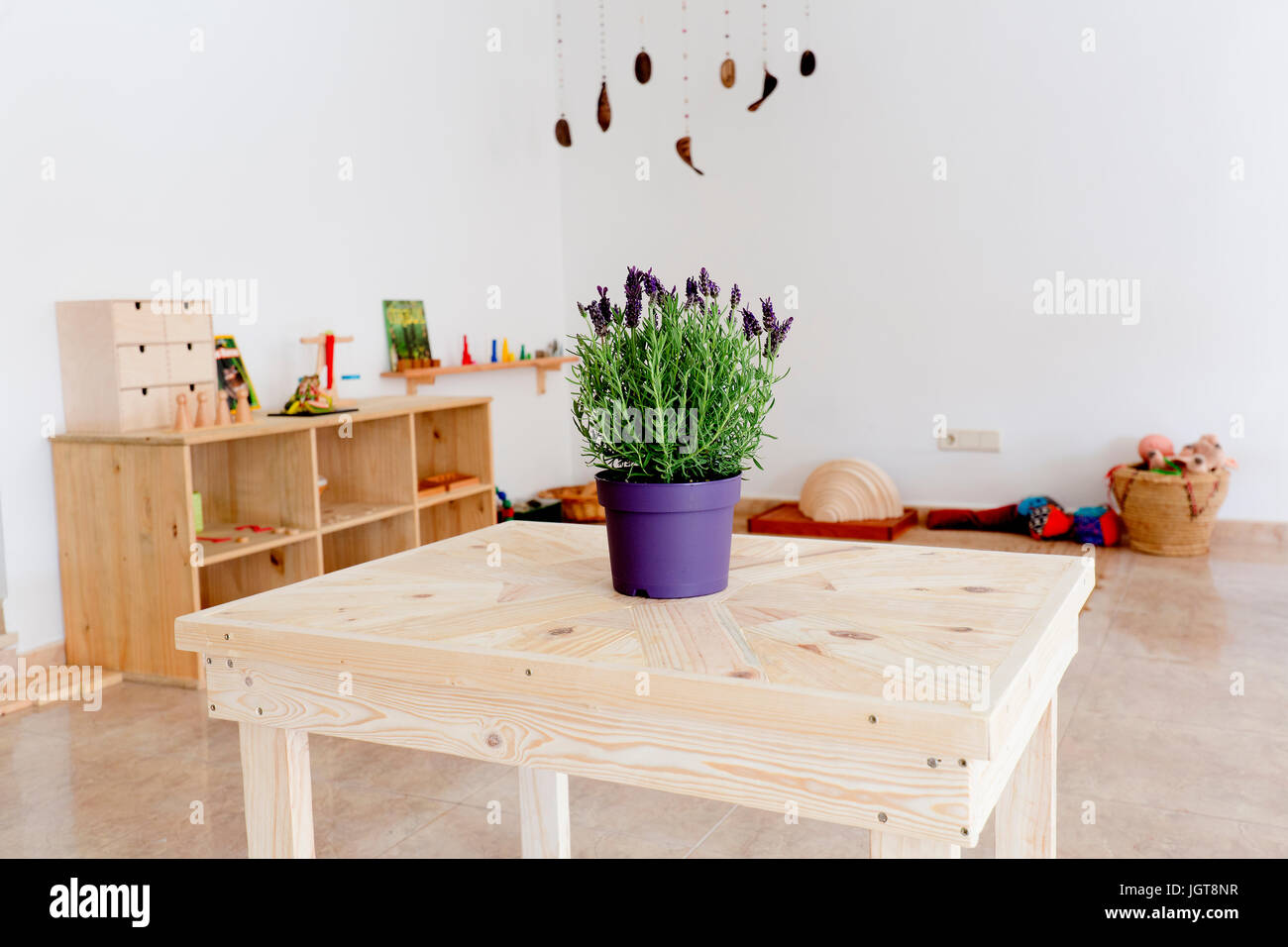 Homemade table in a learning space for children Stock Photo - Alamy